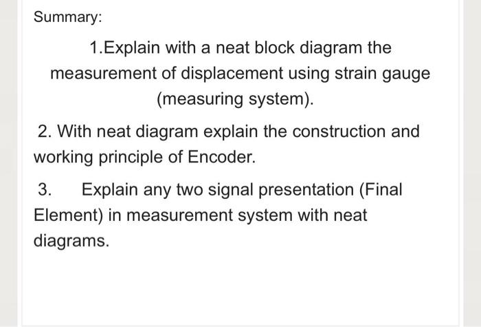 Solved Summary: 1.Explain with a neat block diagram the | Chegg.com