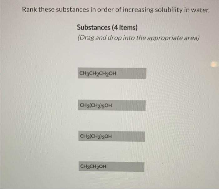 Solved Rank these substances in order of increasing | Chegg.com