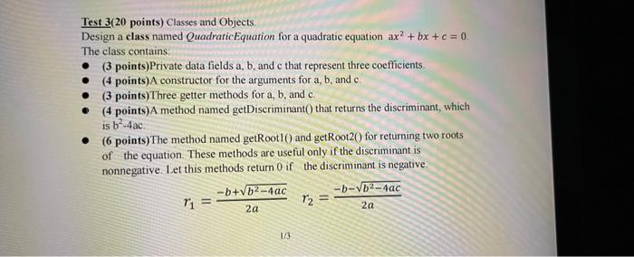 Solved Test 3(20 points) Classes and Objects. Design a class | Chegg.com