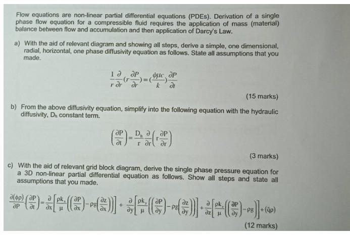 Solved Flow equations are non-linear partial differential | Chegg.com