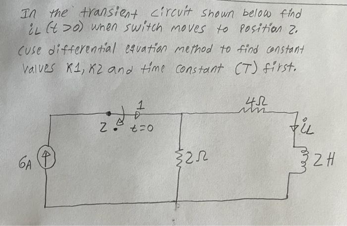 Solved In the transient circuit shown below find EL ( to) | Chegg.com