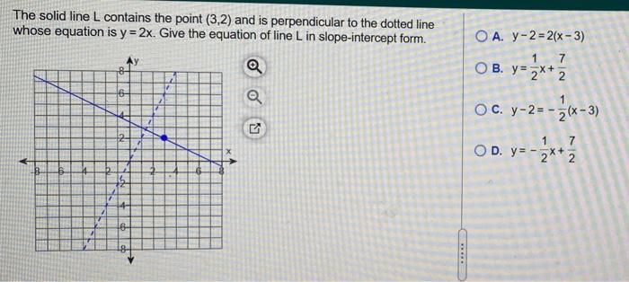 Solved The solid line L contains the point (3.2) and is | Chegg.com