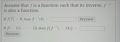 Solved Assume that f ﻿is a function such that its inverse, | Chegg.com