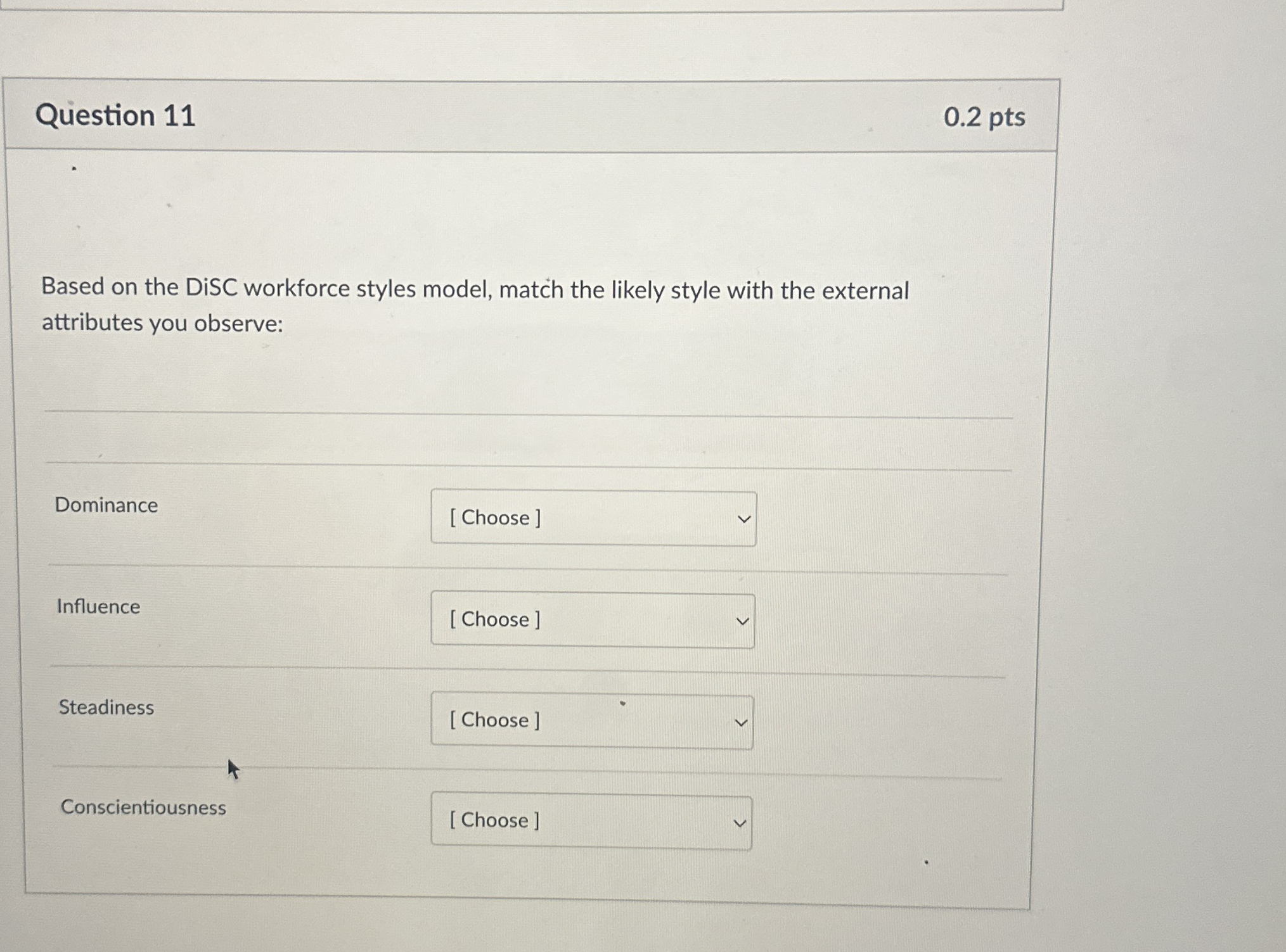 Solved Question 110.2 ﻿ptsBased on the DiSC workforce styles | Chegg.com