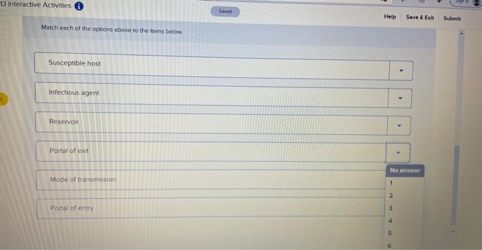 Solved Matching/Sequencing Activity: The Chain of Infection | Chegg.com