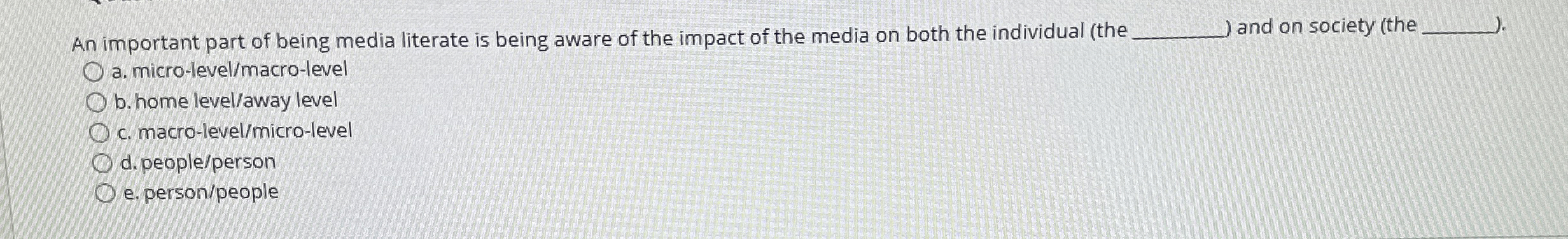 Solved An important part of being media literate is being | Chegg.com