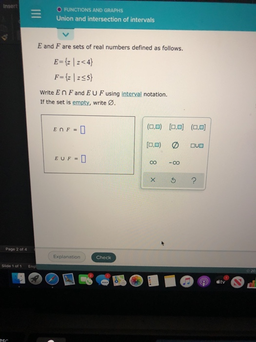Solved Insert O FUNCTIONS AND GRAPHS Union and intersection | Chegg.com