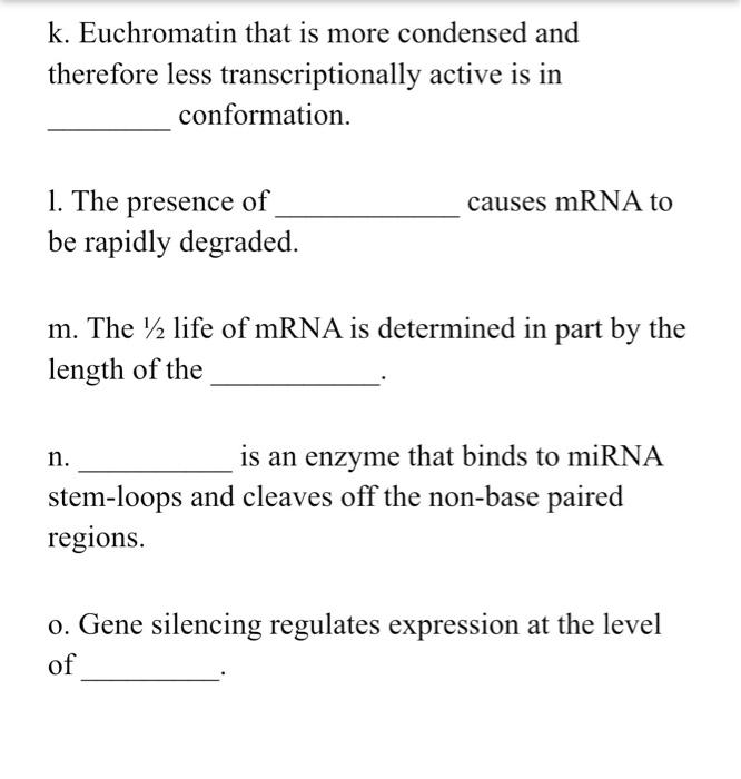 Solved Chapters 16 and 17 - Regulation of gene expression 3. | Chegg.com