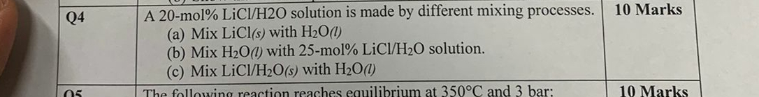 Solved Q4A 20-mol% ﻿LiCVH20 ﻿solution is made by different | Chegg.com