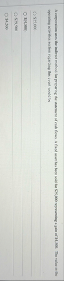 Solved A coeporation uses the indirect method for preparing | Chegg.com