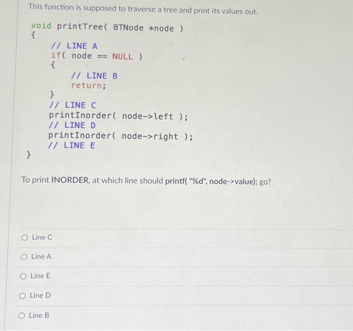 Solved This function is supposed to traverse a tree and | Chegg.com