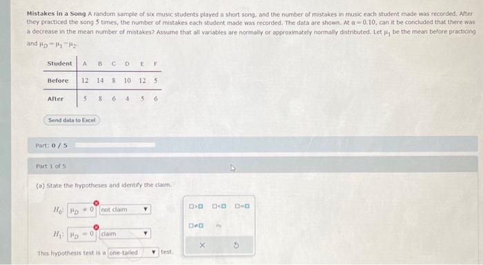 Solved Mistakes in a Song A random sample of six music | Chegg.com