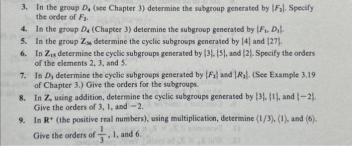Solved 3. In the group D4 (see Chapter 3 ) determine the | Chegg.com