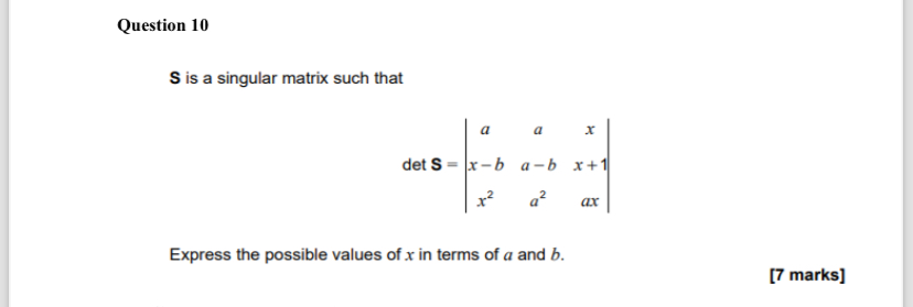 Solved Question 10S ﻿is a singular matrix such | Chegg.com