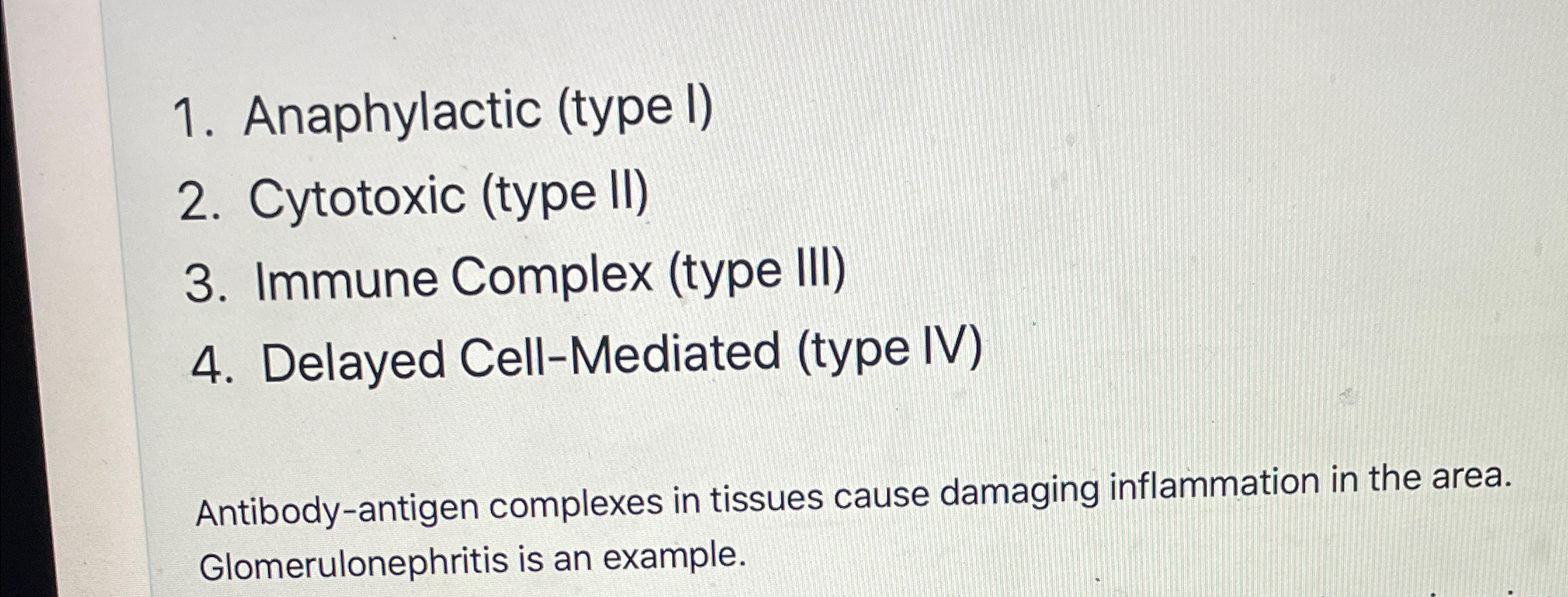 Solved Anaphylactic (type I)Cytotoxic (type II)Immune | Chegg.com