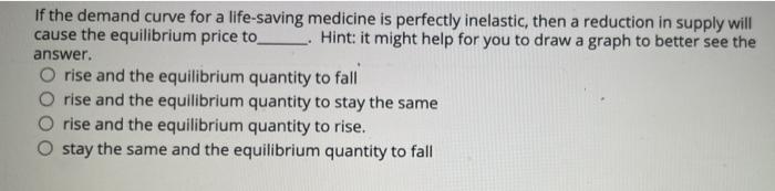 Solved If the demand curve for a life-saving medicine is | Chegg.com