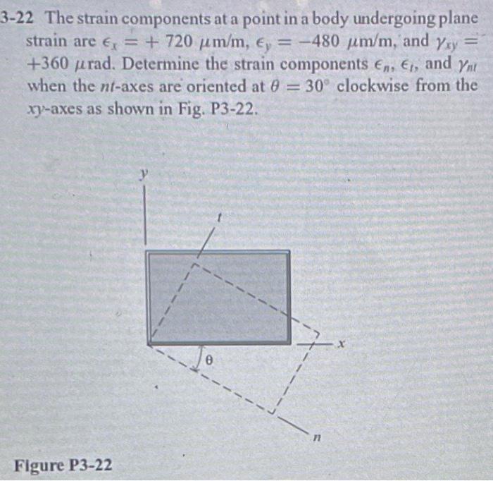 Solved 3-22 The strain components at a point in a body | Chegg.com