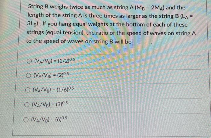 Solved String B weighs twice as much as string A (MB = 2MA) | Chegg.com
