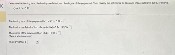 Solved Determine the leading term, the leading coetficlent, | Chegg.com
