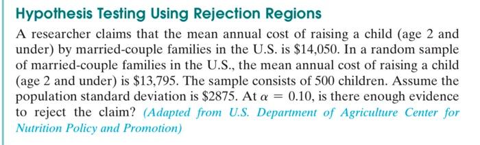 Solved Hypothesis Testing Using Rejection Regions A | Chegg.com