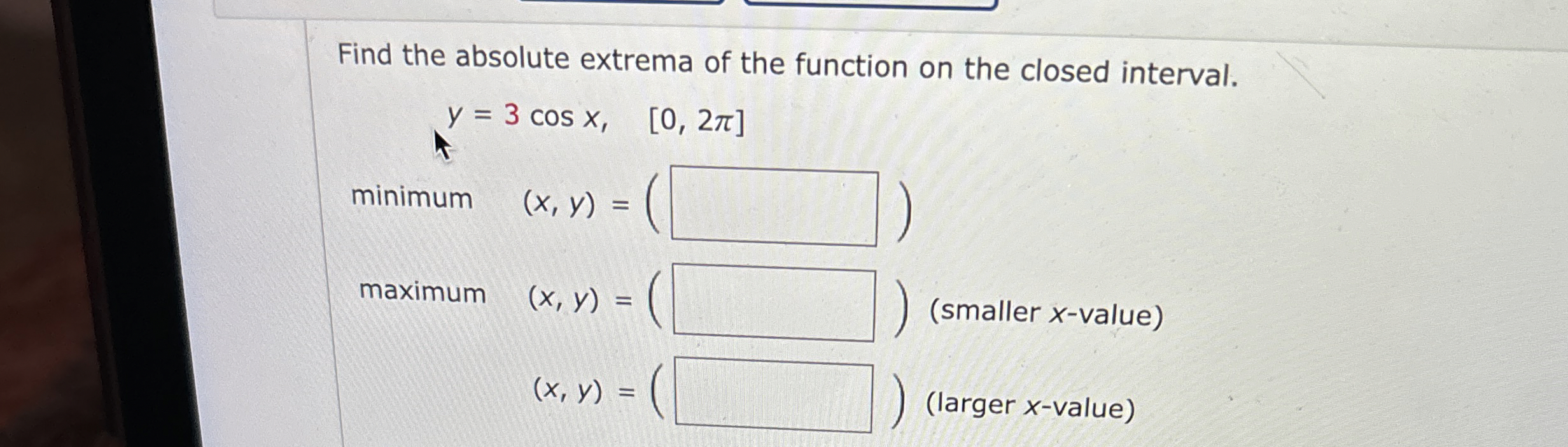 Solved Find the absolute extrema of the function on the | Chegg.com