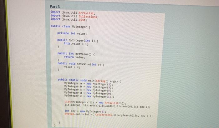 Solved Part 3 import java.util.ArrayList; import | Chegg.com