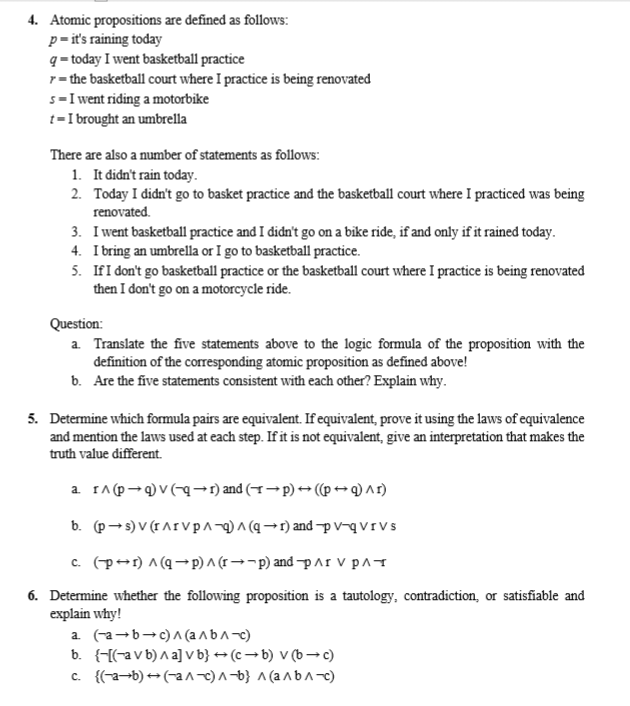 Solved 1. Make a sentence of compound proposition logic from | Chegg.com