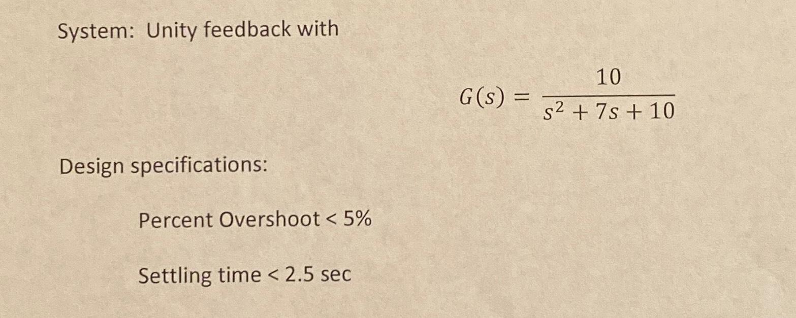 Solved I. Uncompensated Systema. ﻿Simulink model displaying | Chegg.com