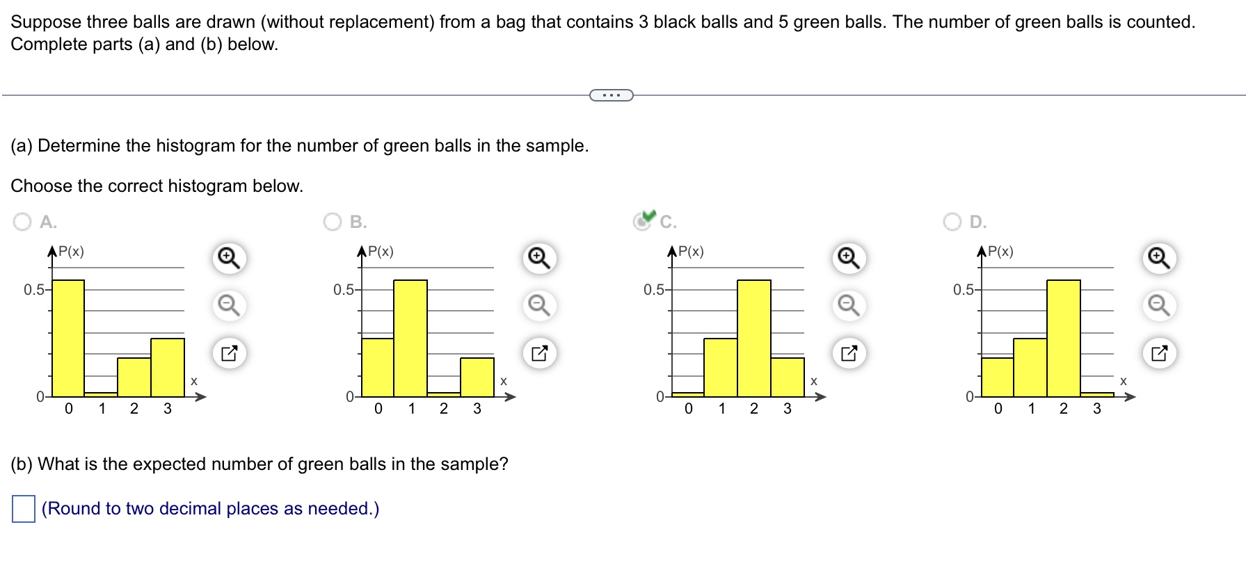 Solved (a) ﻿Determine the histogram for the number of green | Chegg.com