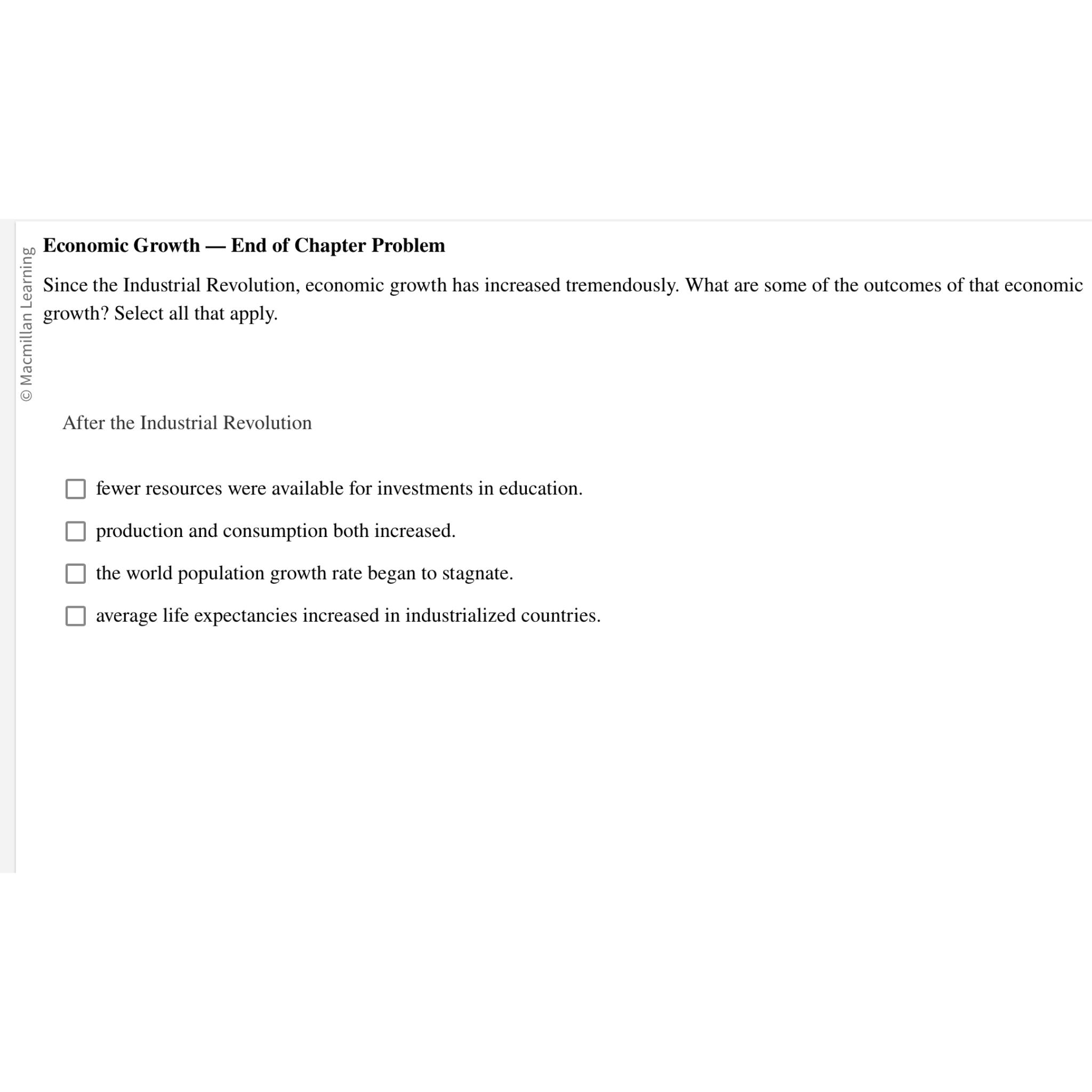 Solved Economic Growth - ﻿End of Chapter ProblemSince the | Chegg.com