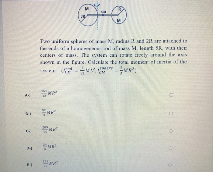 Solved м 2R M Two uniform spheres of mass M, radius R and 2R | Chegg.com