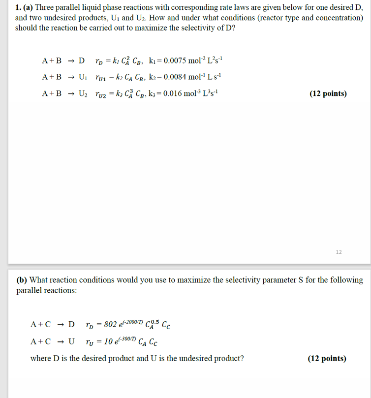 Solved and two undesired products, U1 ﻿and U2. ﻿How and | Chegg.com