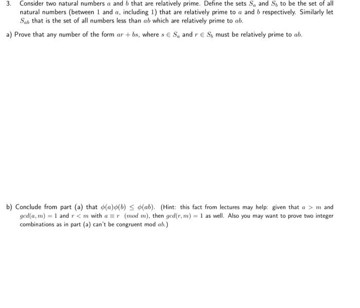 Solved 3. Consider two natural numbers a and b that are | Chegg.com