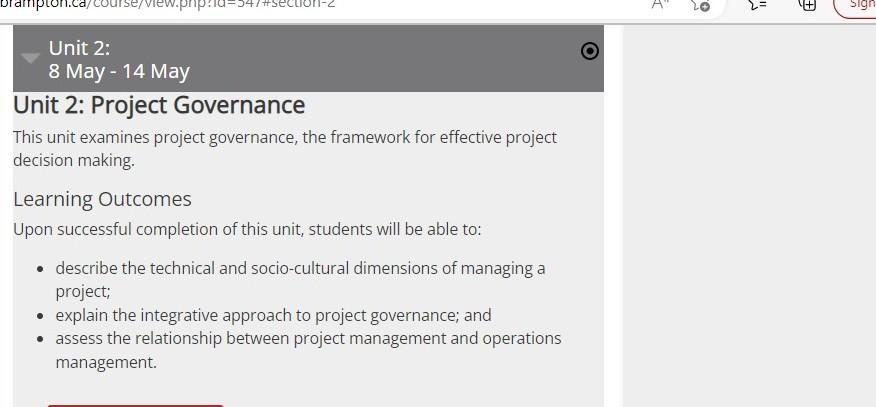 Solved Unit 2: Project Governance This unit examines project | Chegg.com