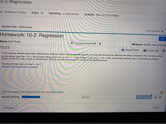 Solved U-2: Regression me Sunday by 11:59pm Points 10 | Chegg.com