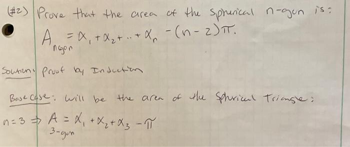 (\#2) Prove that the area of the sprerical n−g on is: | Chegg.com
