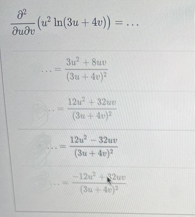 Solved ∂y∂x∂2(7x+3y)=… .i. =−49(7x+4)3y)−3/2 | Chegg.com