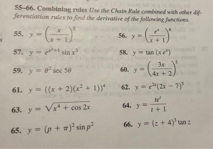 Solved 55-66. Combining rules Use the Chain Rule combined | Chegg.com