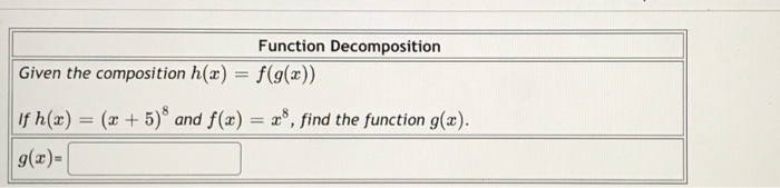 Solved Function Decomposition Given the composition h(x) = | Chegg.com