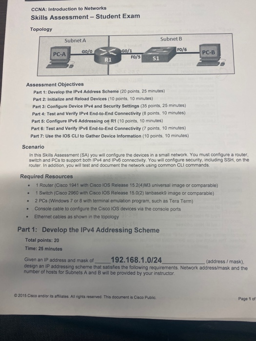 Solved roduction to Network Description CCNA: Introduction | Chegg.com