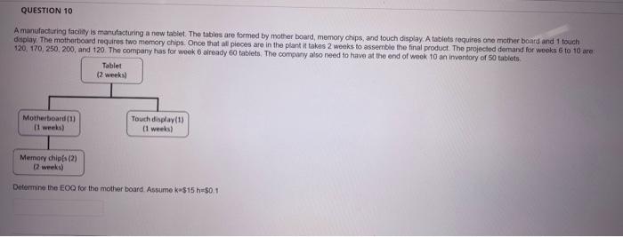 Solved QUESTION 10 A manufacturing facility is manufacturing | Chegg.com