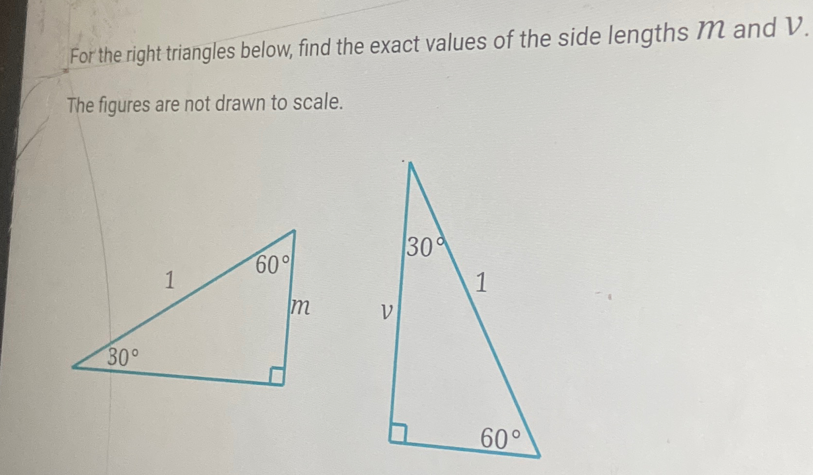 Solved For the right triangles below, find the exact values | Chegg.com