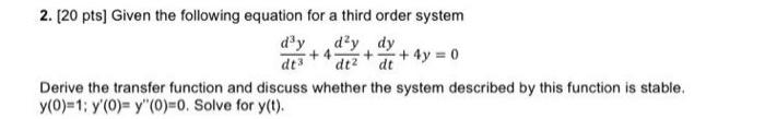 Solved 2. [20 pts] Given the following equation for a third | Chegg.com