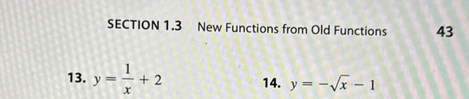 Solved SECTION 1.3 ﻿New Functions from Old | Chegg.com