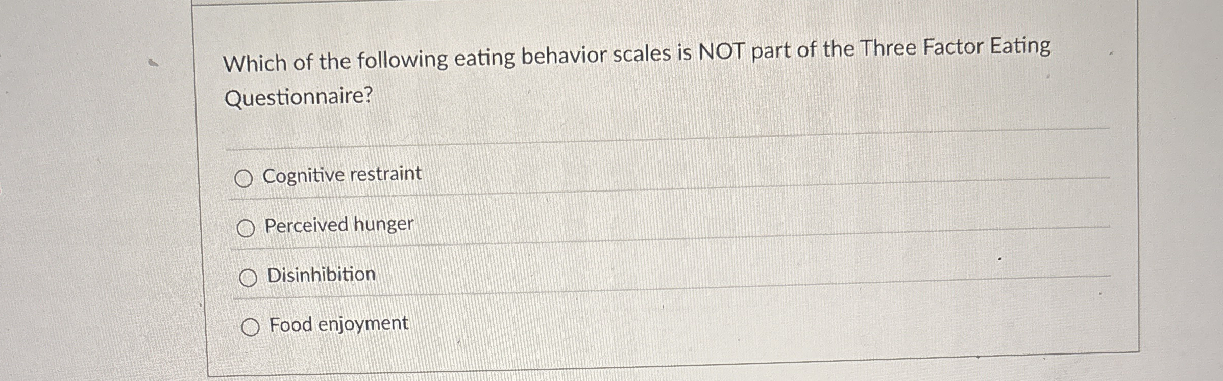 Solved Which of the following eating behavior scales is NOT | Chegg.com