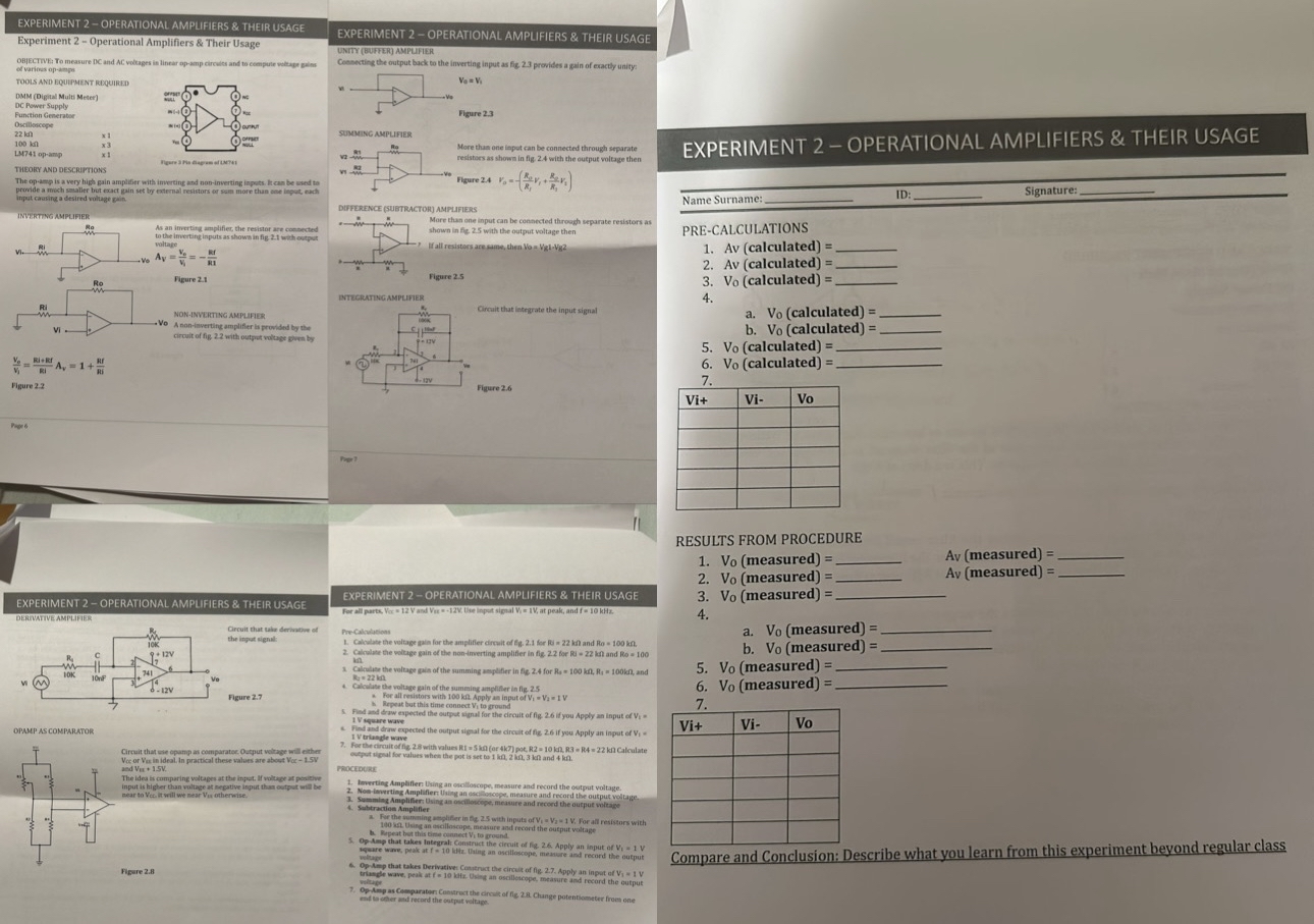 Solved Operational amplifiers calculations (all of the | Chegg.com