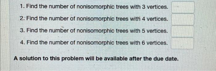 Solved 1. Find the number of nonisomorphic trees with 3 | Chegg.com