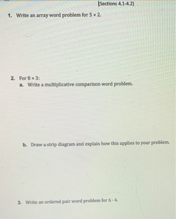 Solved Sections 41 42 1 Write An Array Word Problem For 6306