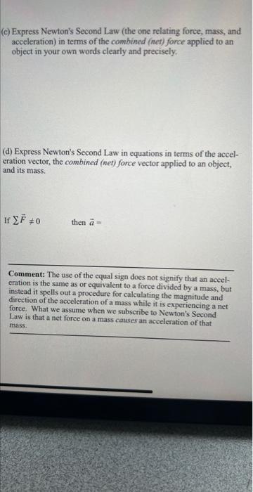 Solved Activity 4 5 Newtons Laws In Your Own Words A