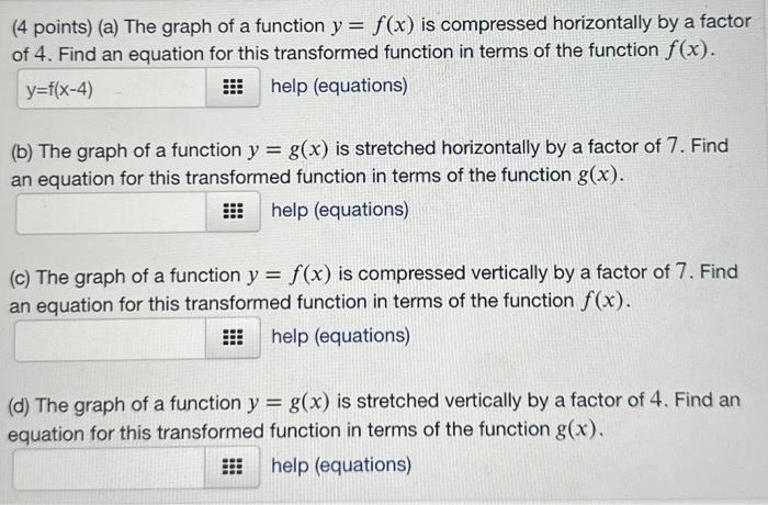 Solved (4 points) (a) The graph of a function y=f(x) is | Chegg.com
